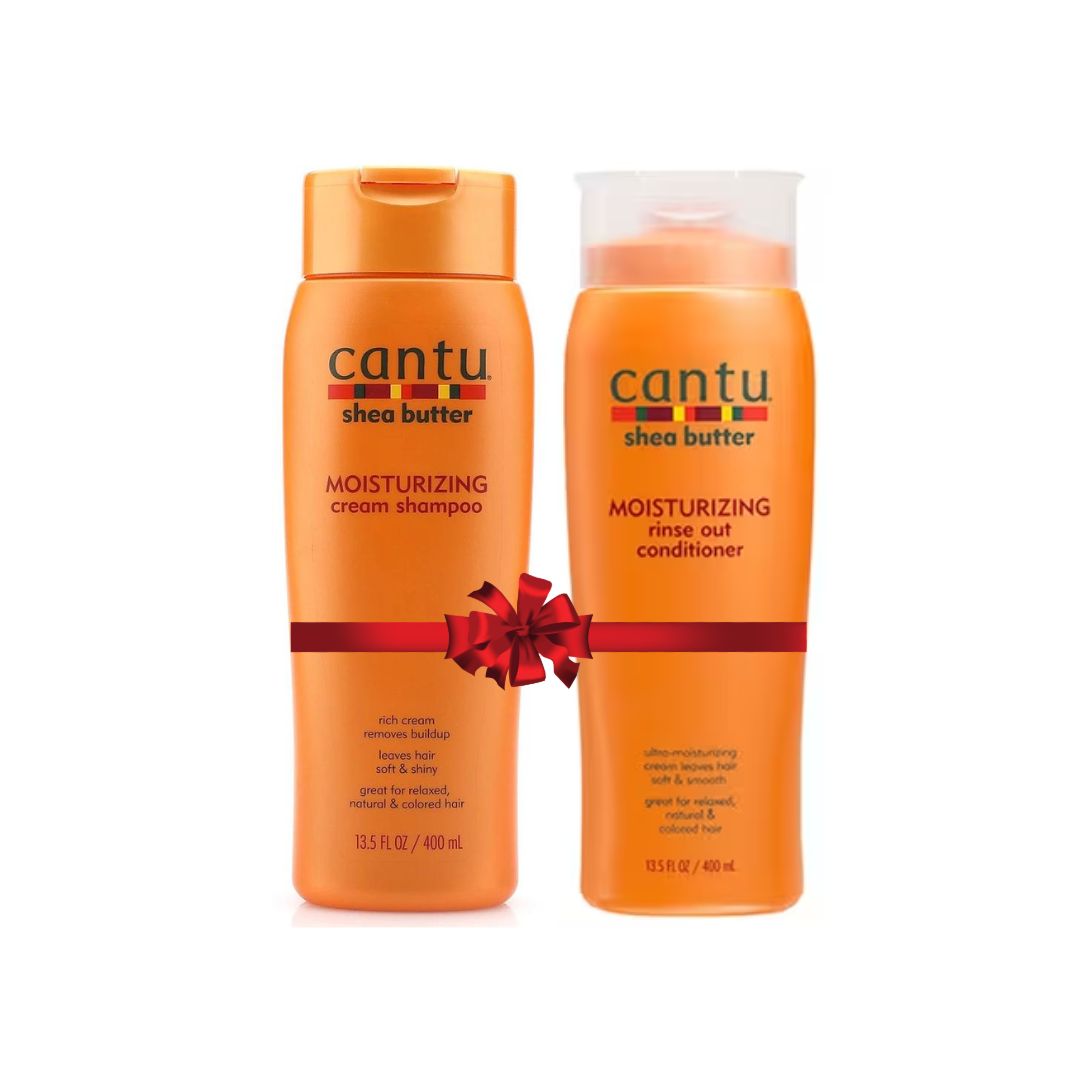 BUNDLE Cantu Shea Butter Moisturizing Cream Shampoo & Rinse Out Condit ...