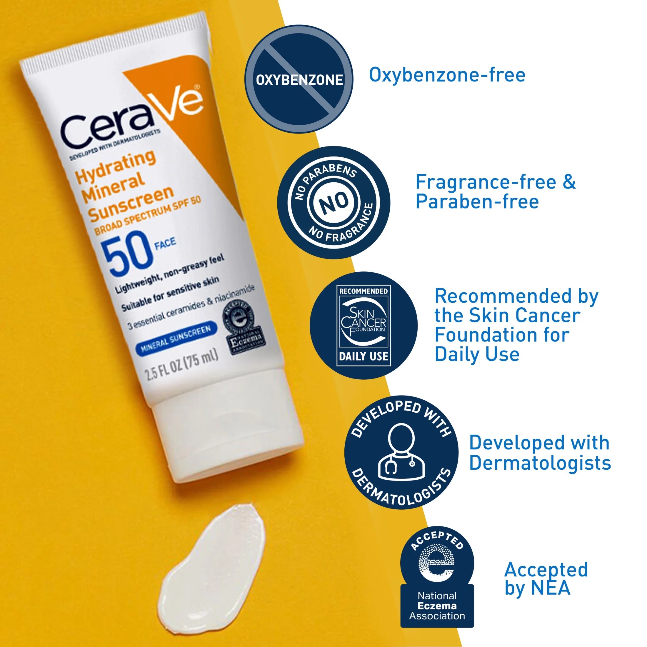 CeraVe Hydrating Mineral Sunscreen Broad Spectrum SPF50 Face (75ML) – mohsenistore